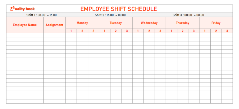 Employee Shift schedule Employee Shift schedule